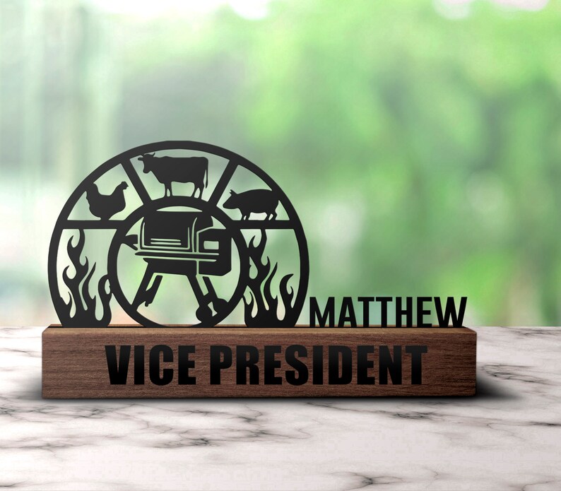Custom Grill Desk Name Plate Wedge Personalized Barbecue - Etsy