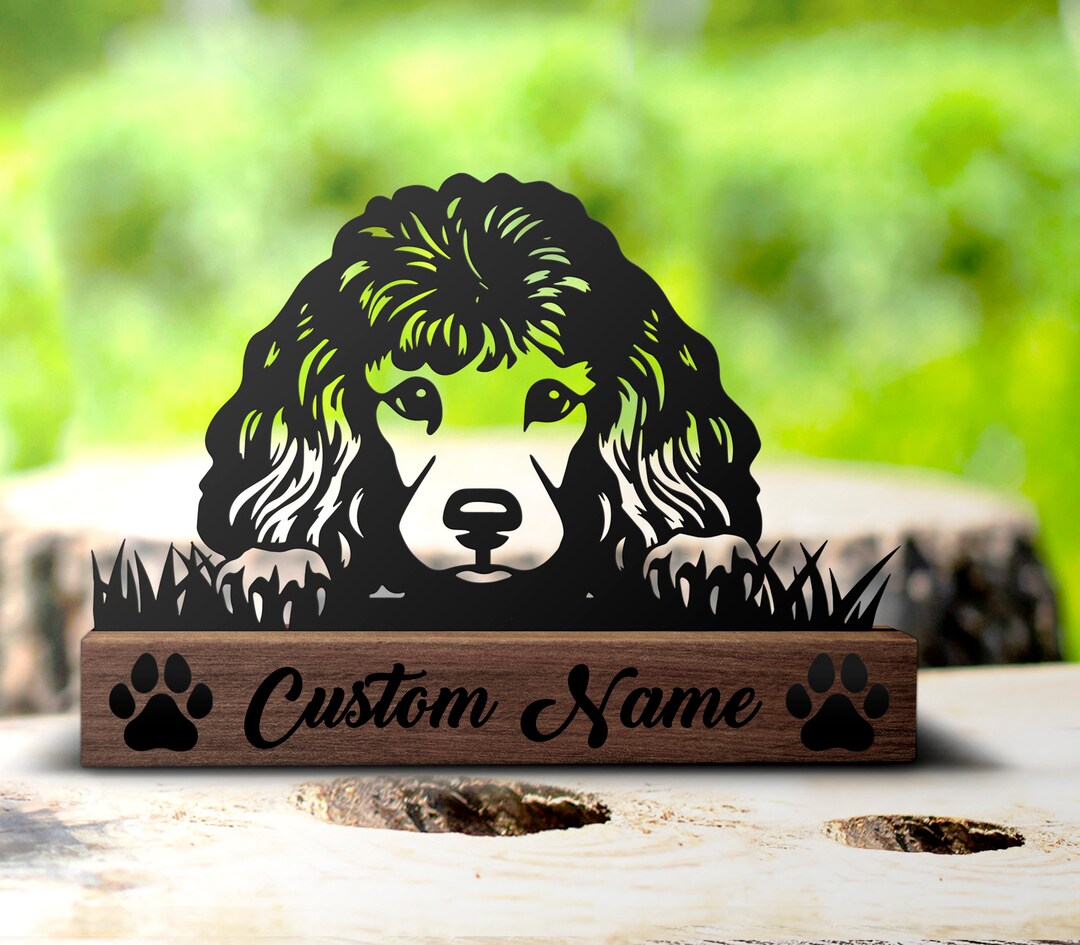 Custom Poodle Dog Desk Name Plate Wedge Personalized Peeking Dog ...