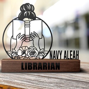 Custom Librarian Desk Name Plate Wedge Personalized Library Nameplate ...