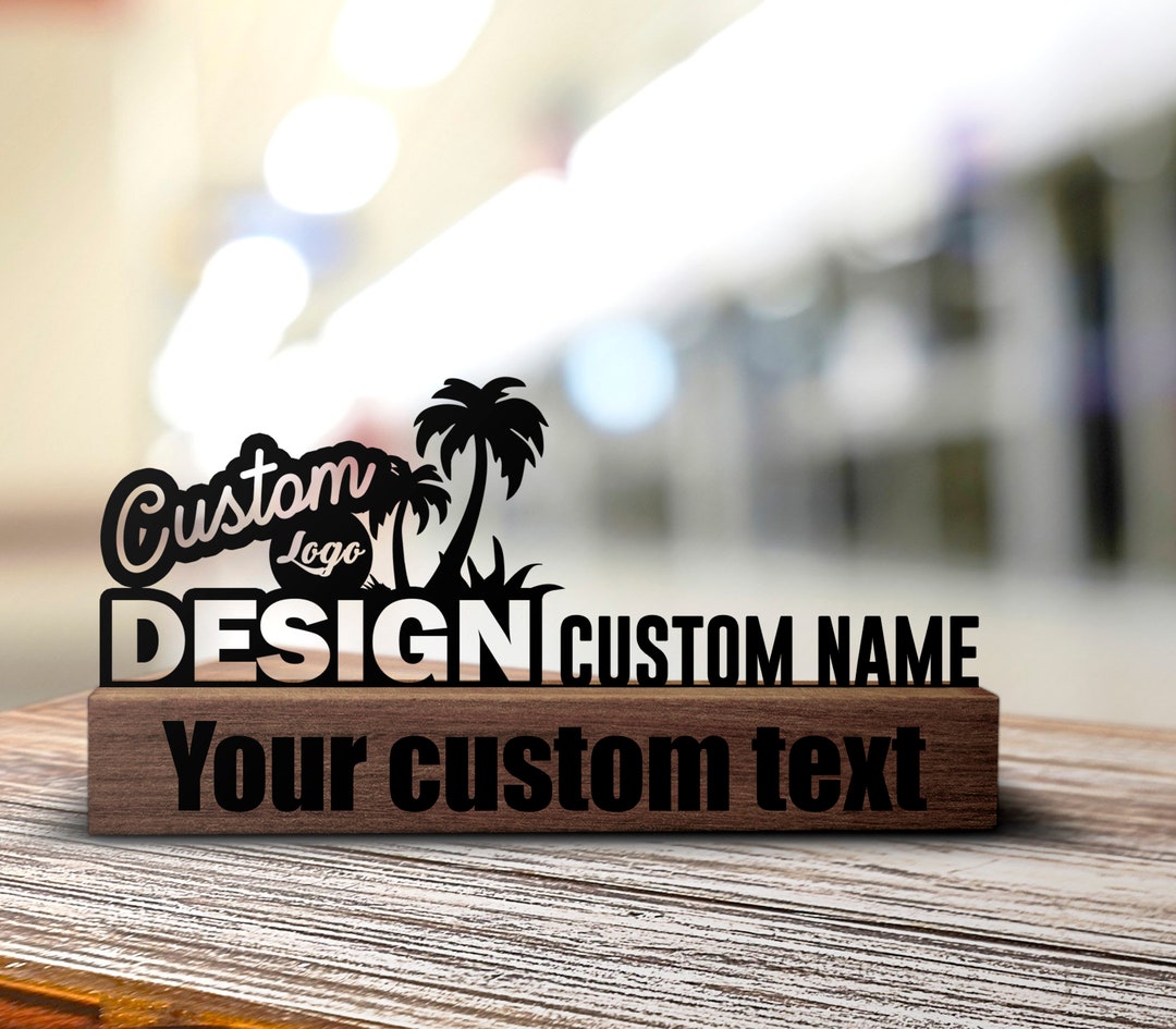 Custom Company Brand Logo Desk Name Plate Wedge, Personalized Nameplate ...