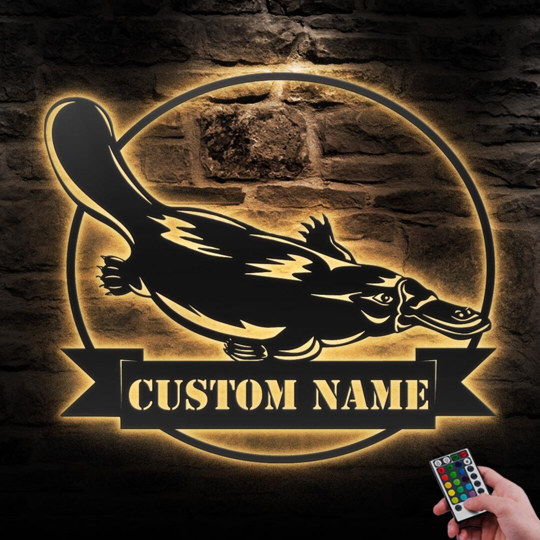 Custom Platypus Metal Wall Art LED Light Personalized Platypus Lover ...