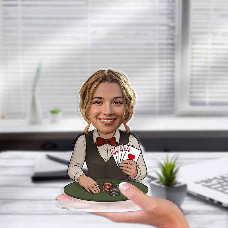 Custom Poker Player Figurine Trinket Caricature Photo Portrait Desk ...