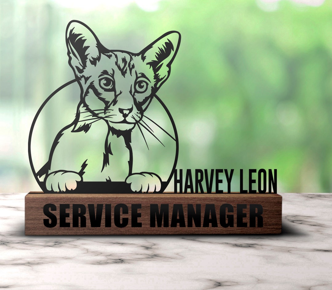 Custom Cute Cat Desk Name Plate Wedge Personalized Funny Kitten ...