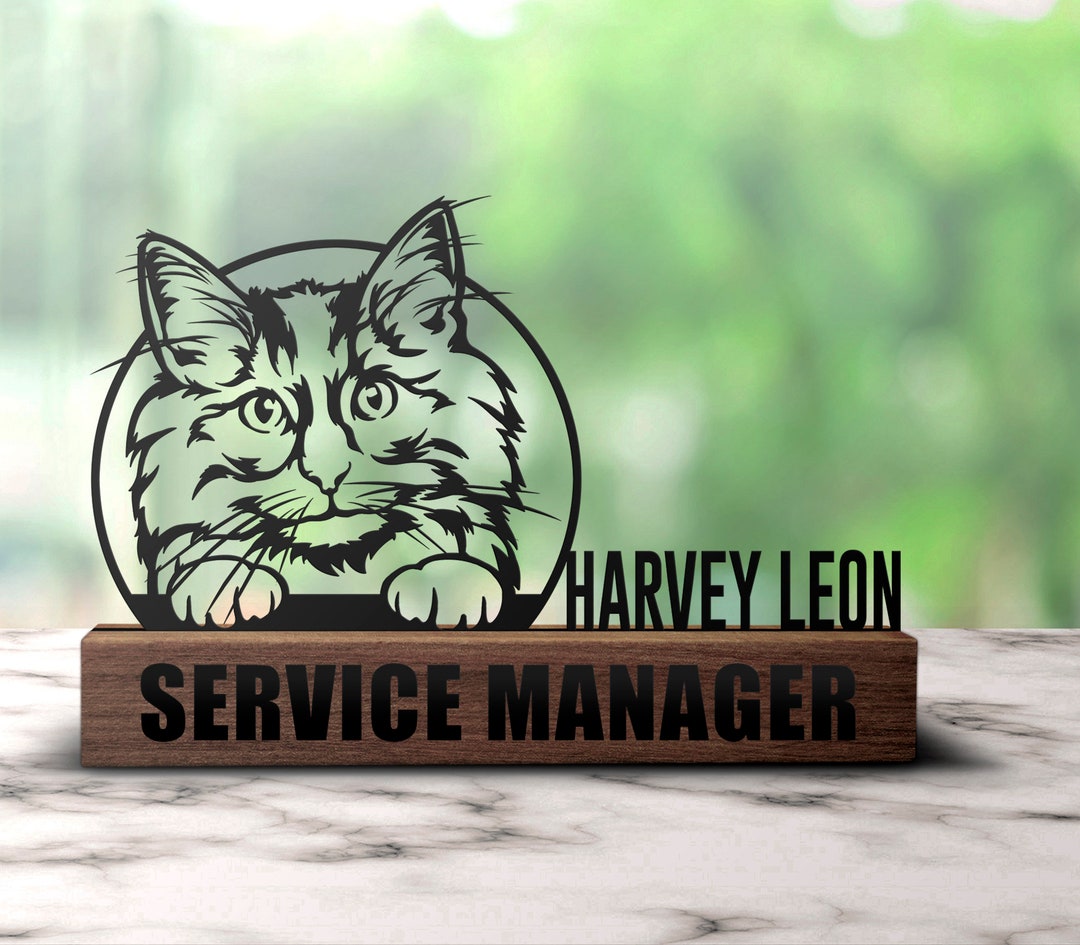 Custom Cute Cat Desk Name Plate Wedge Personalized Funny Kitten ...