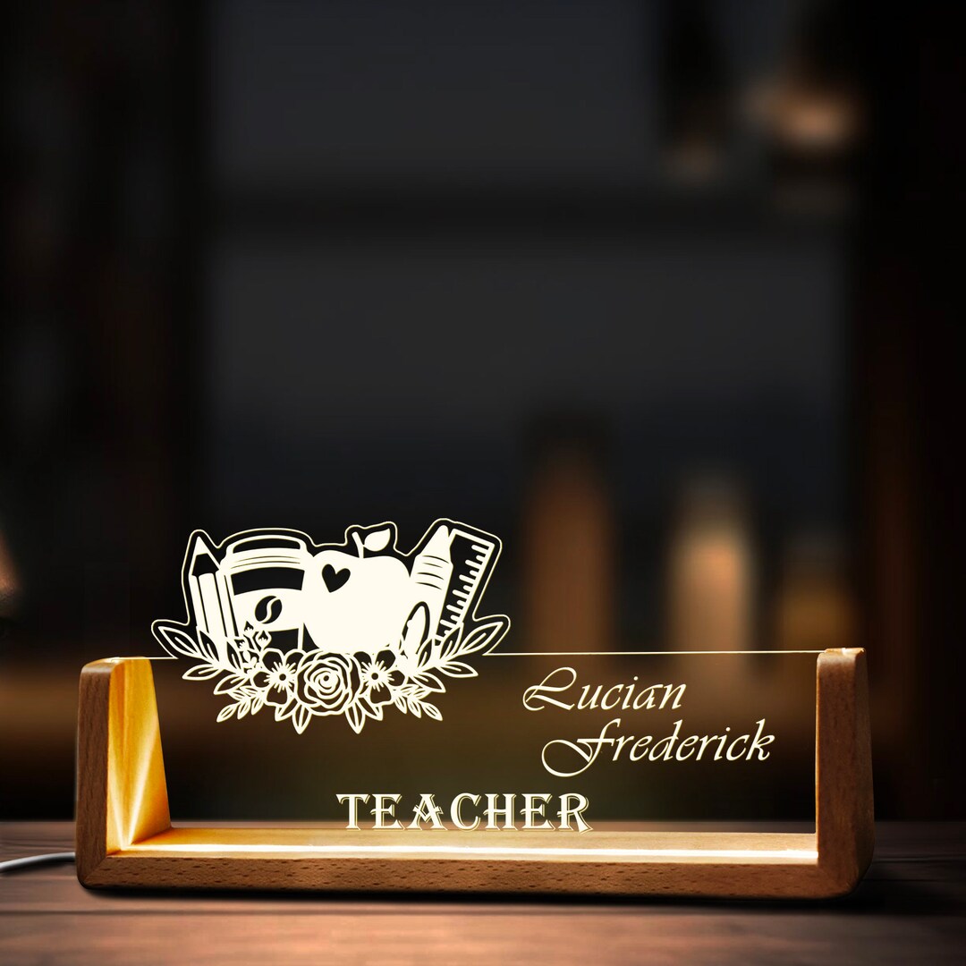 Custom Teacher Name Plate Personalized Gifts for Teachers LED Light ...