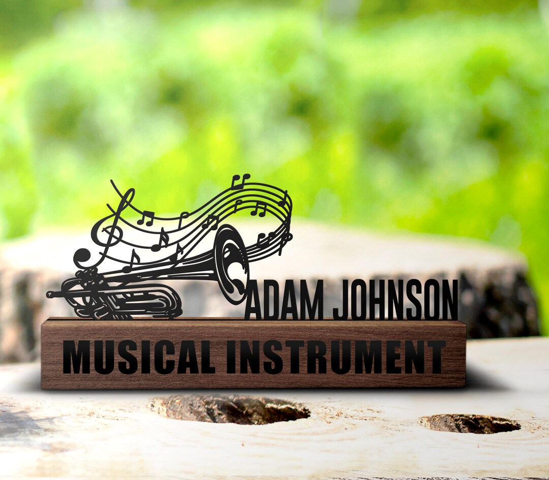 Custom Trumpet Musical Instrument Desk Name Plate Wedge Personalized ...