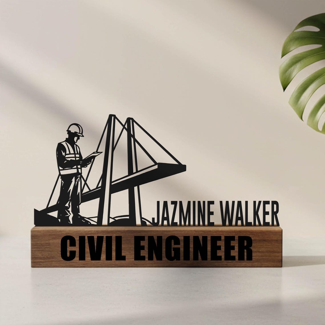 Custom Civil Engineer Desk Name Plate Wedge Personalized Construction ...