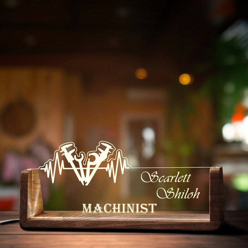 Custom Machinist Desk Name Plate Personalized Machine Repairman LED ...
