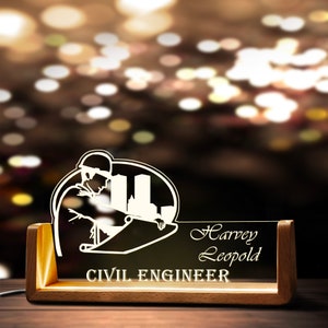 Custom Civil Engineer Desk Name Plate Personalized Engineering LED ...