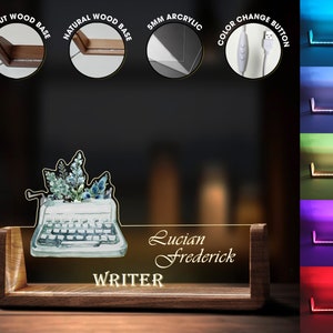 Custom Writer Desk Name Plate Personalized Writing Author LED Light ...