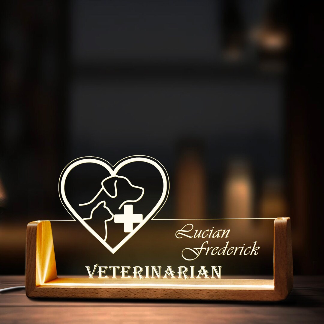 Custom Veterinarian Desk Name Plate Personalized Vet Tech LED Light ...