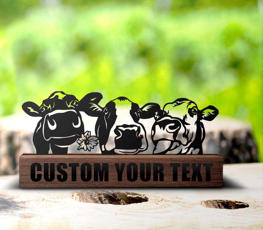 Custom Funny Dairy Cow Desk Name Plate Wedge Personalized Calf ...