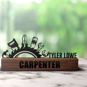 Custom Carpenter Desk Name Plate Wedge Personalized Carpenter Tool ...