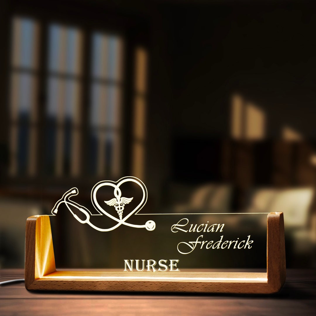 Custom Nurse Desk Name Plate Personalized Nurse Stethoscope LED Light ...