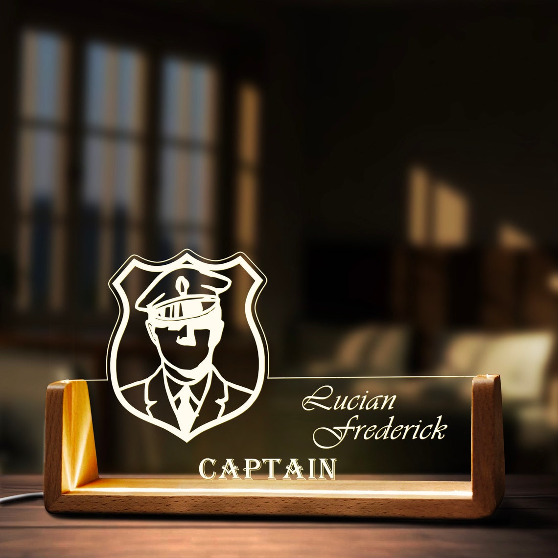 Custom Police Desk Name Plate Personalized Law Enforcementr LED Light ...