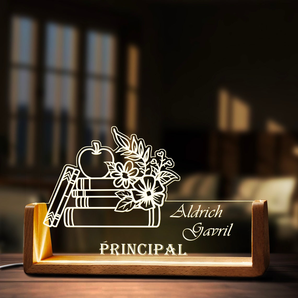 Custom Principal Desk Name Plate Personalized Head of School LED Light ...