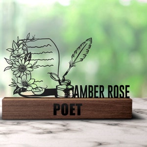 Custom Poet Desk Name Plate Wedge Personalized Poetry Writer Nameplate ...