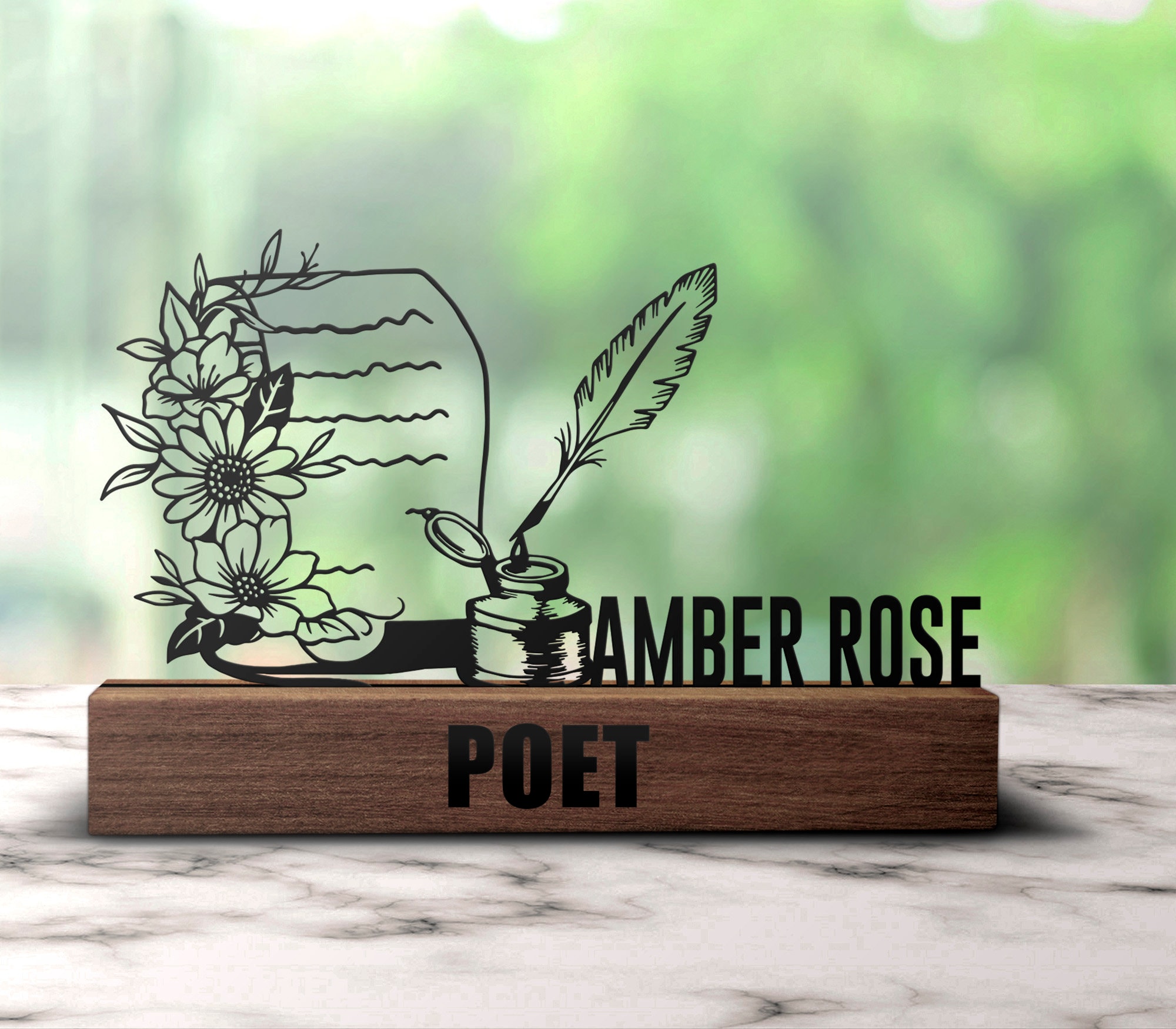 Custom Poet Desk Name Plate Wedge Personalized Poetry Writer Nameplate ...