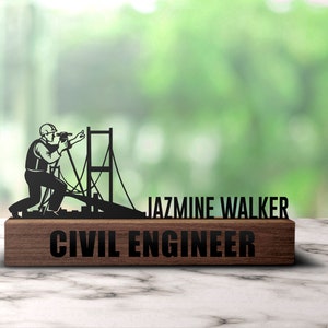 Custom Civil Engineer Desk Name Plate Wedge Personalized Construction ...