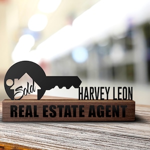 Custom Real Estate Agent Desk Name Plate Wedge Personalized Real Estate ...