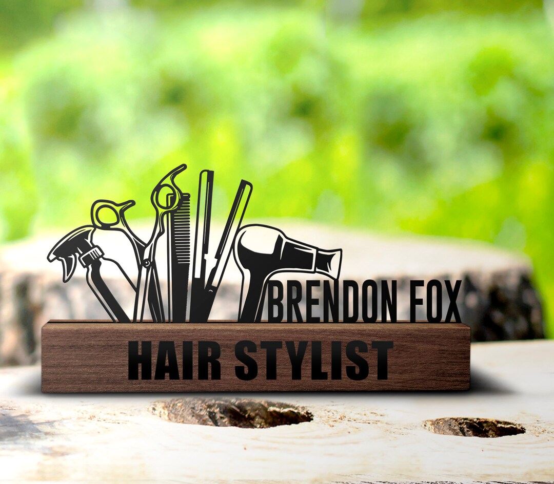 Custom Hair Salon Desk Name Plate Wedge Personalized Hair Stylist ...