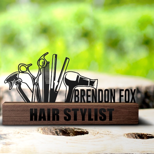 Custom Hair Salon Desk Name Plate Wedge Personalized Hair - Etsy