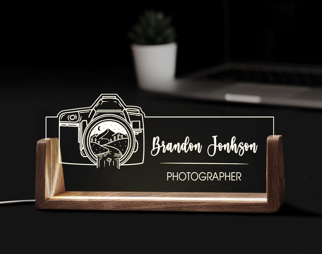 Custom Photographer Desk Name Plate Personalized Photography Camera ...