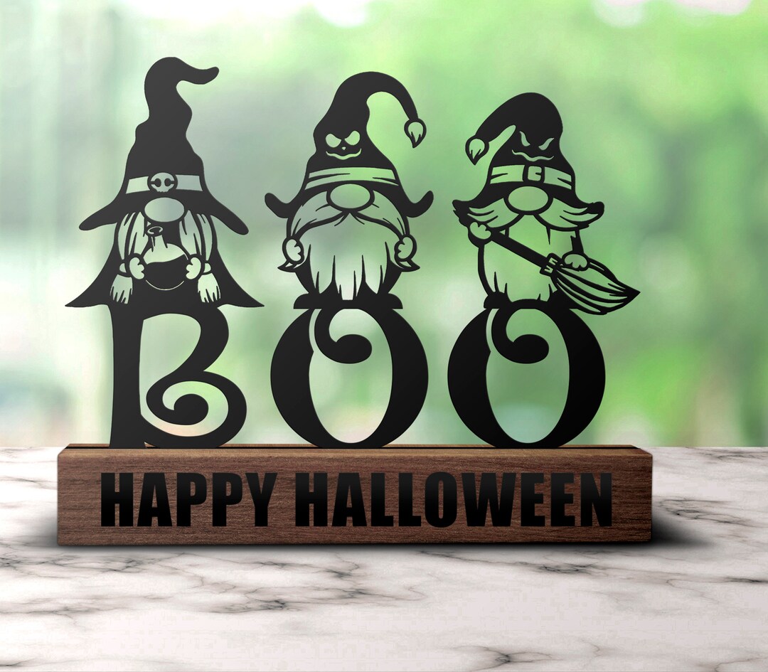 Custom Halloween Desk Name Plate Wedge Personalized Halloween Gnome ...