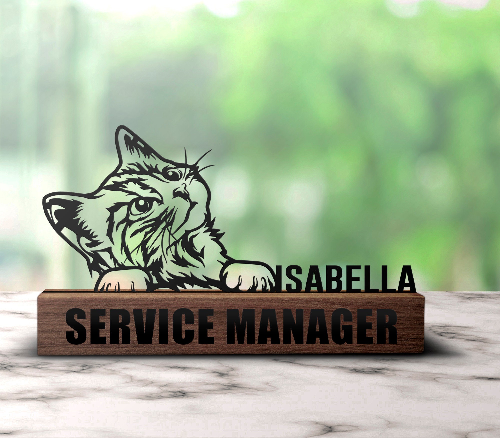 Custom Cute Cat Desk Name Plate Wedge Personalized Funny Kitten ...