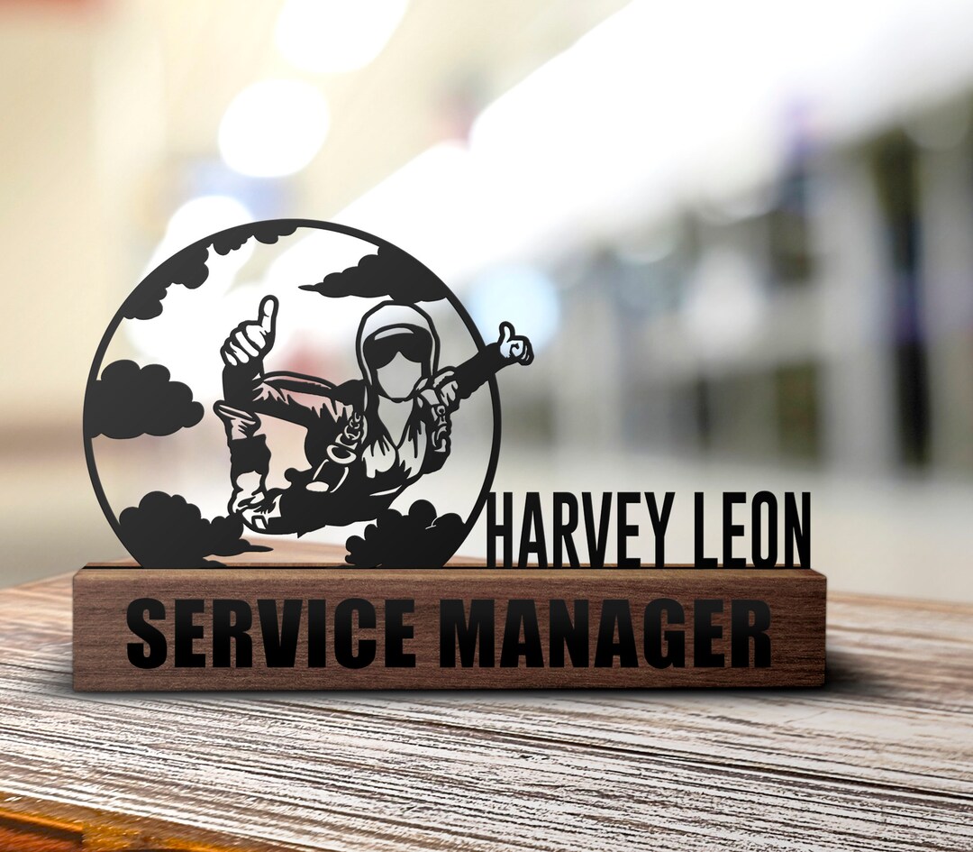 Custom Sky Dive Desk Name Plate Wedge Personalized Skydiving Nameplate ...