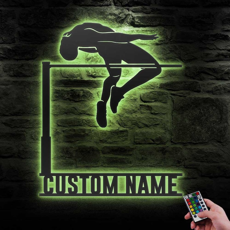 Custom Man High Jump Metal Wall Art LED Light Personalized Male Jumper ...