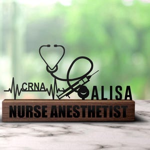 Custom Nurse Anesthetist Desk Name Plate Wedge Personalized Nursing ...