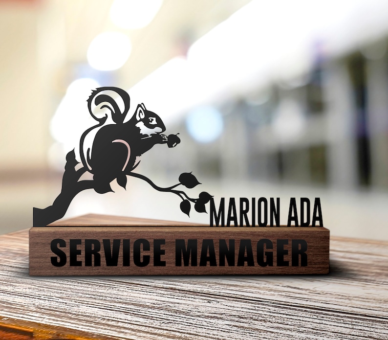 Custom Squirrel Desk Name Plate Wedge Personalized Nameplate - Etsy