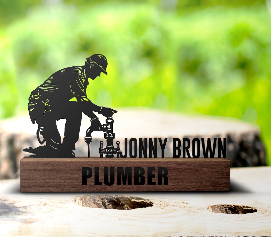Custom Plumbing Desk Name Plate Wedge Personalized Plumber Nameplate ...