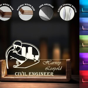 Custom Civil Engineer Desk Name Plate Personalized Engineering LED ...