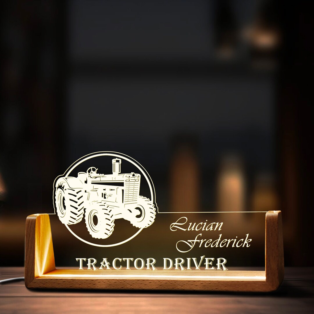 Custom Tractor Driver Desk Name Plate Personalized Farmhouse LED Light ...