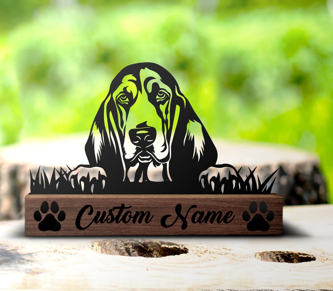 Custom Basset Hound Desk Name Plate Wedge Personalized Peeking Dog ...