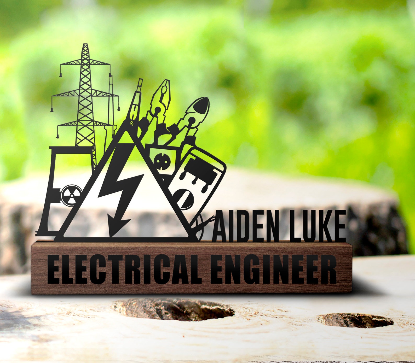 Custom Electrical Engineer Desk Name Plate Wedge Personalized ...