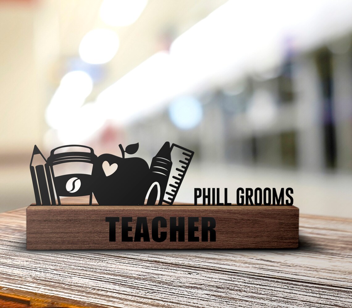 Custom Teacher Desk Name Plate Wedge Personalized Gifts for Teachers ...