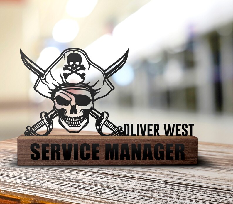 Custom Pirate Skull Desk Name Plate Wedge Personalized Pirate - Etsy