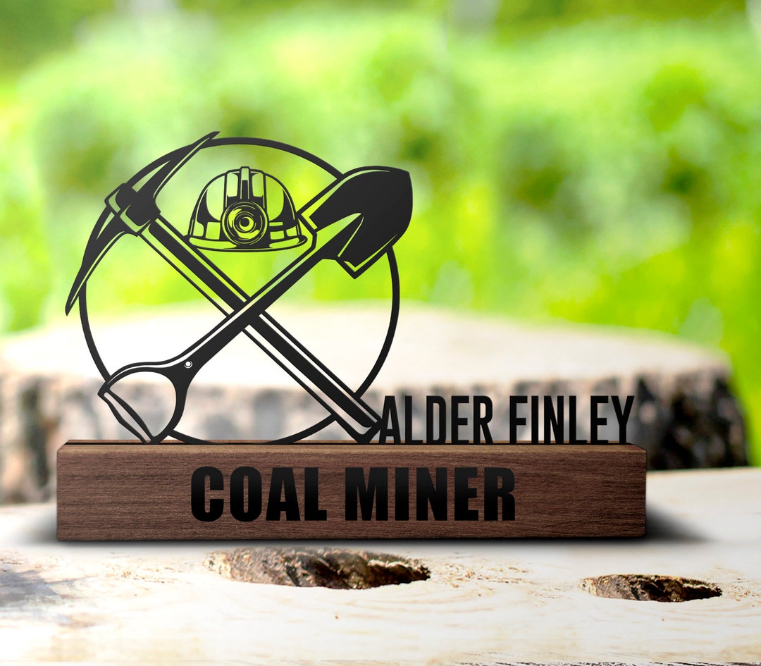 Custom Coal Mining Desk Name Plate Wedge Personalized Miner Nameplate ...