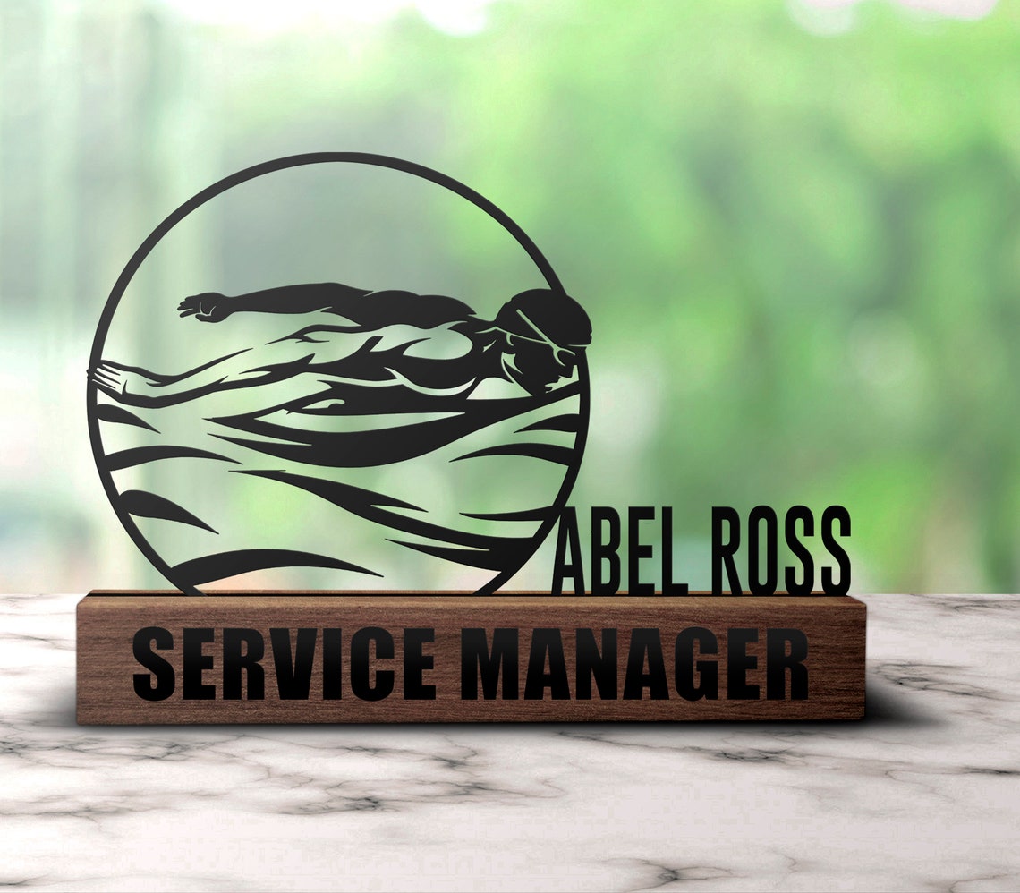 Custom Swimming Desk Name Plate Wedge Personalized Swim - Etsy