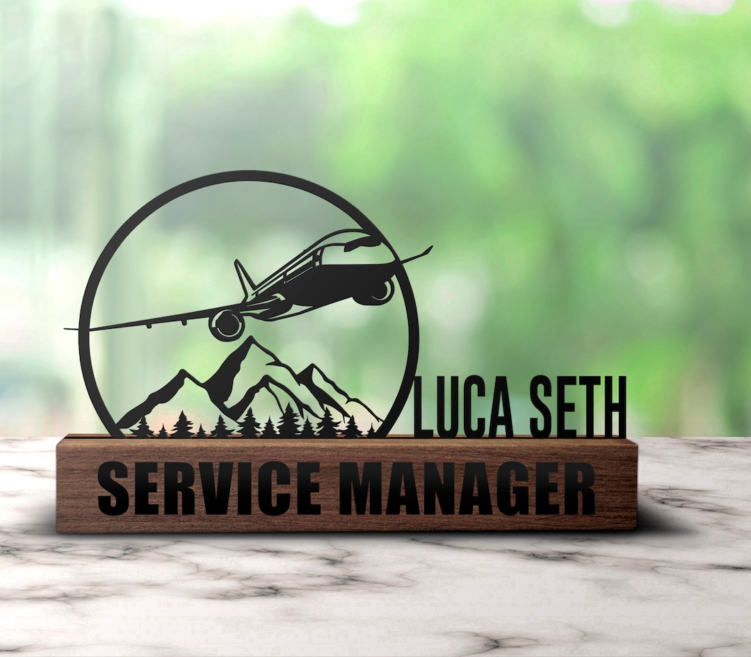 Custom Airplane Desk Name Plate Wedge Personalized Pilot Nameplate ...