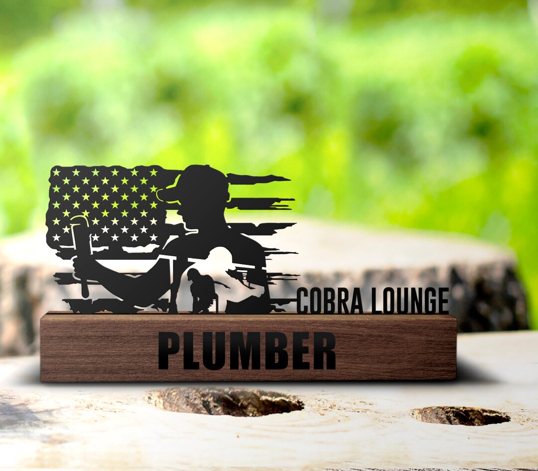 Custom Plumbing Desk Name Plate Wedge Personalized Plumber Nameplate ...