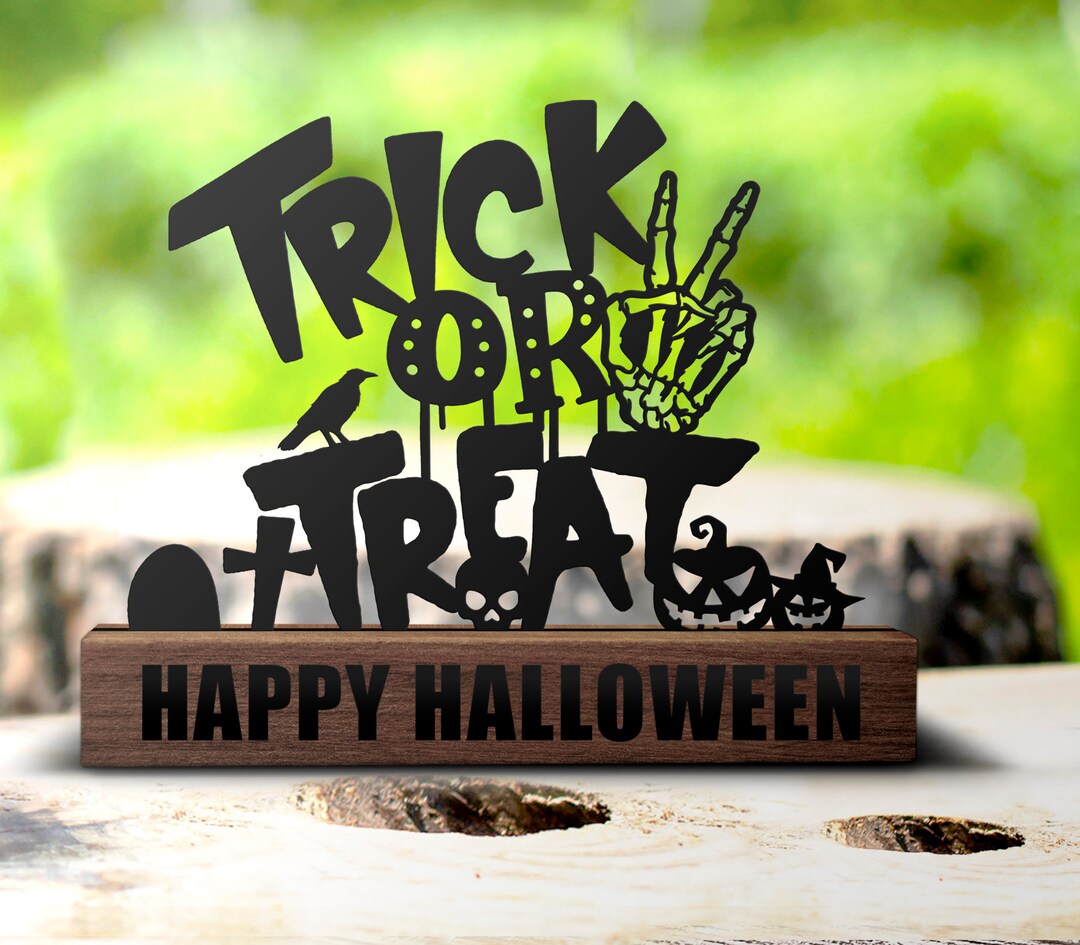 Custom Halloween Desk Name Plate Wedge Personalized Trick or Treat ...