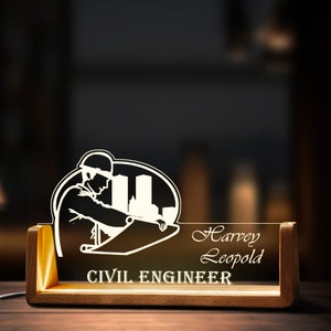 Custom Civil Engineer Desk Name Plate Personalized Engineering LED ...