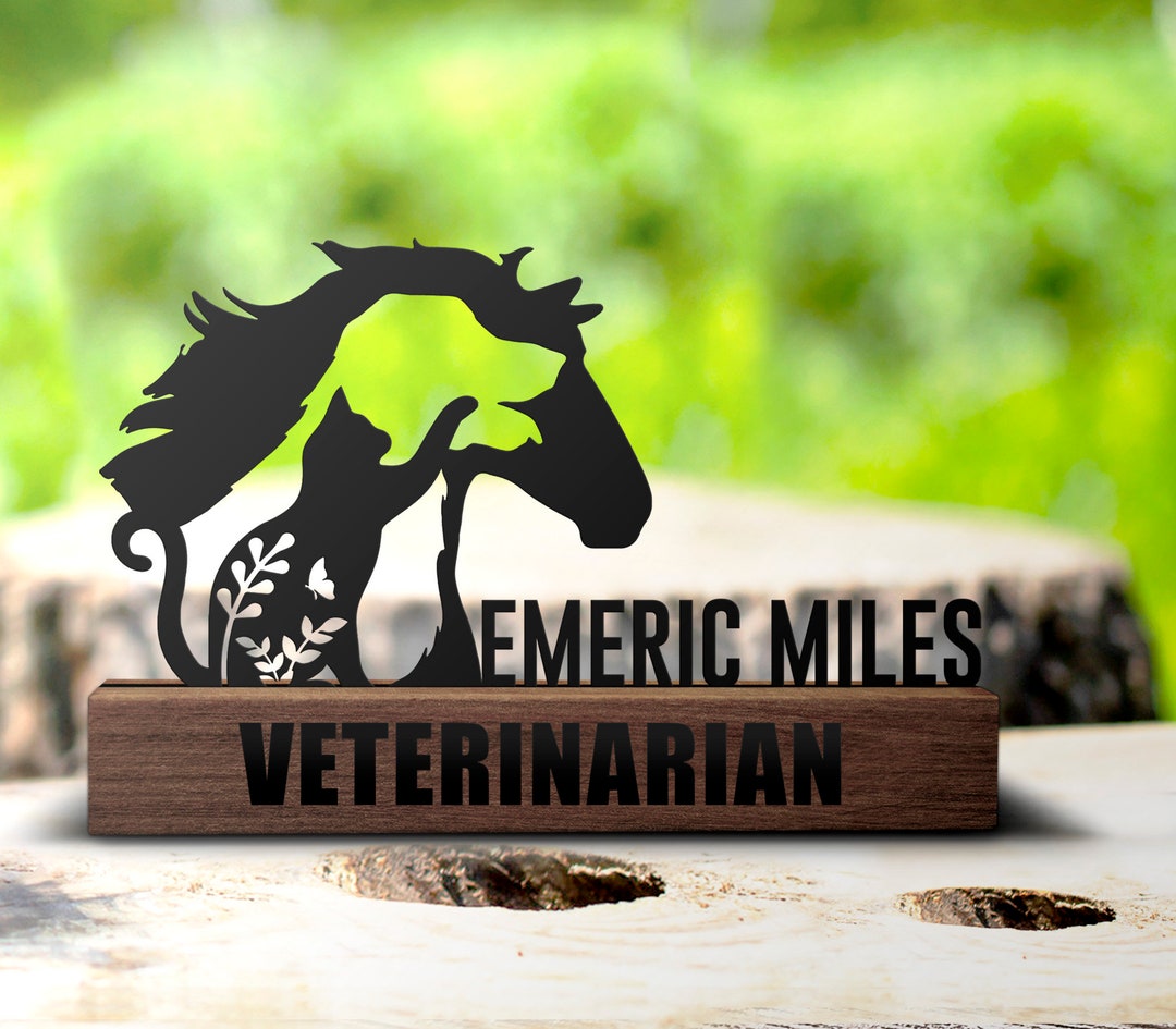 Custom Veterinarian Desk Name Plate Wedge Personalized Vet Tech ...