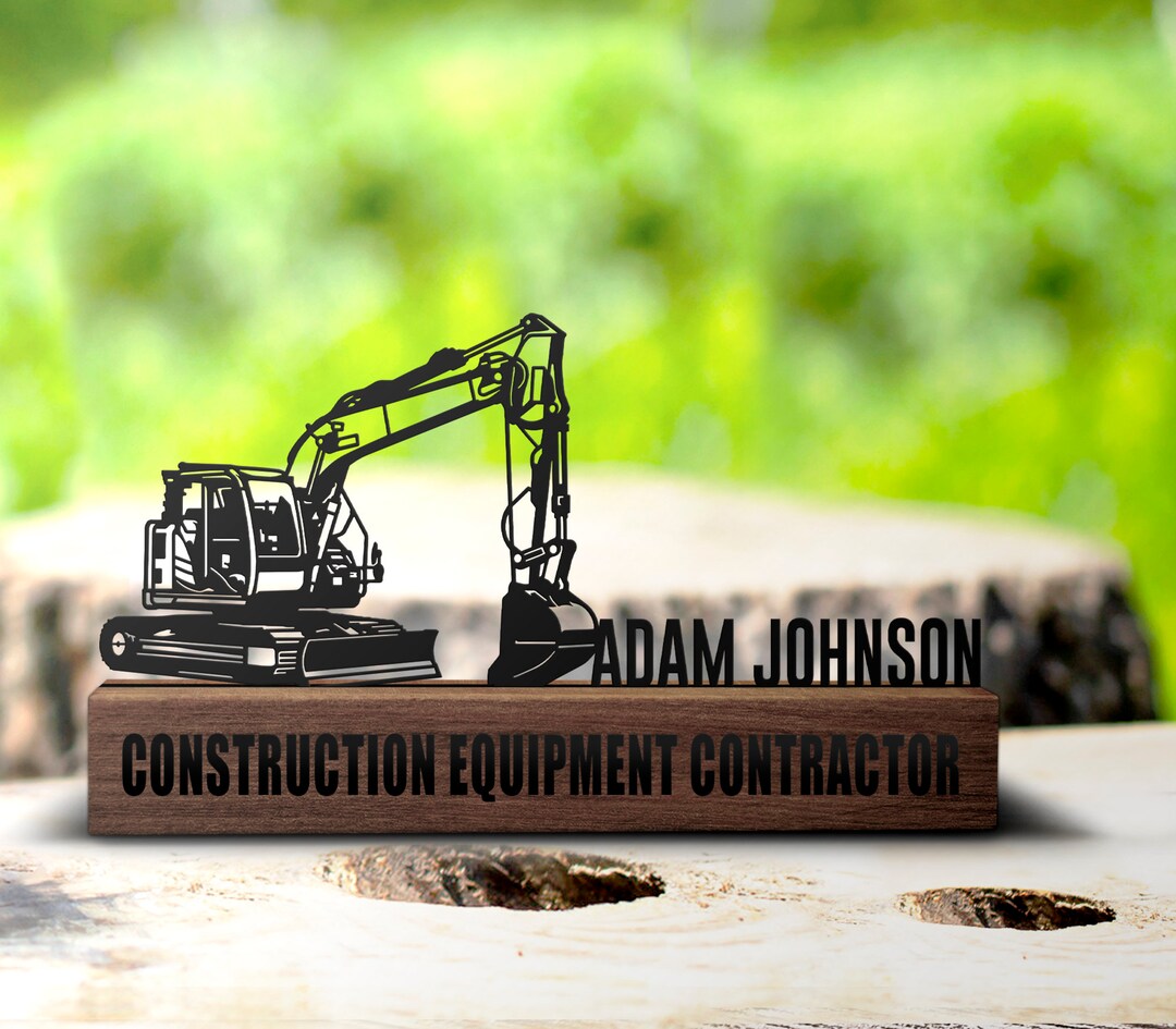 Custom Excavator Driver Desk Name Plate Wedge Personalized Heavy ...