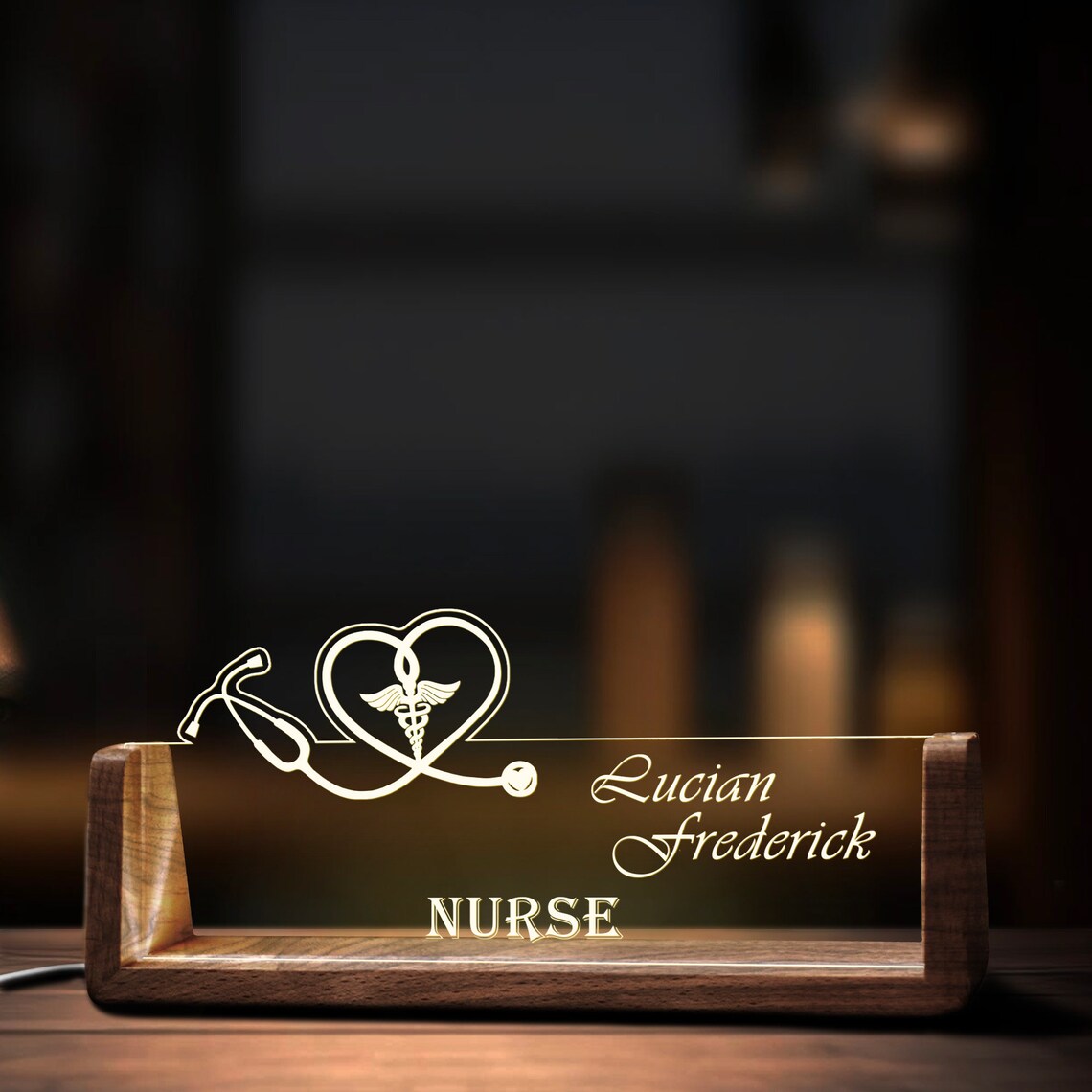 Custom Nurse Desk Name Plate Personalized Nurse Stethoscope LED Light ...