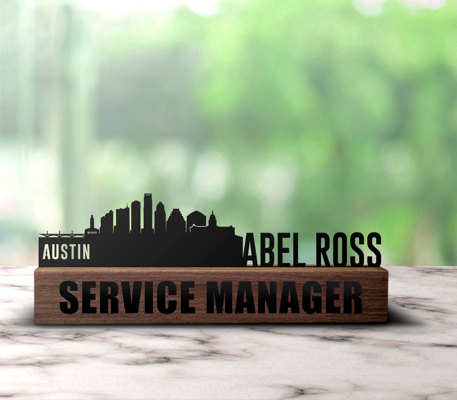 Custom Austin Skyline Desk Name Plate Wedge Personalized US City ...